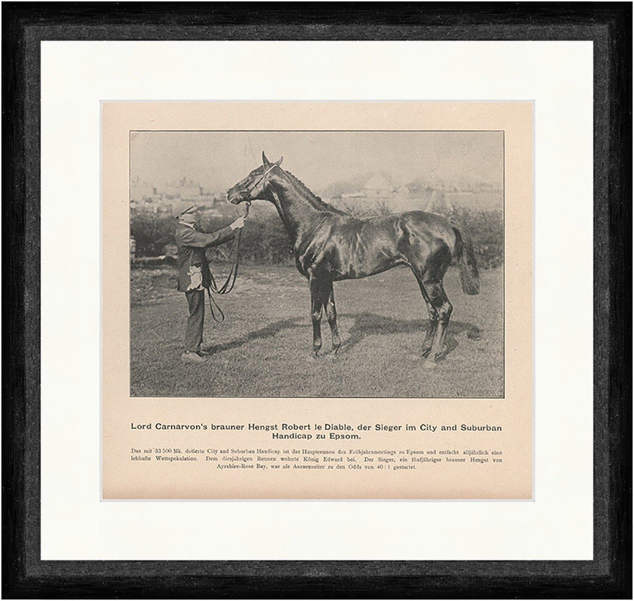 Kunstdruck Lord Carnarvons brauner Hengst Robert le Diable Pferde F_Vintage 00627, (1 St)