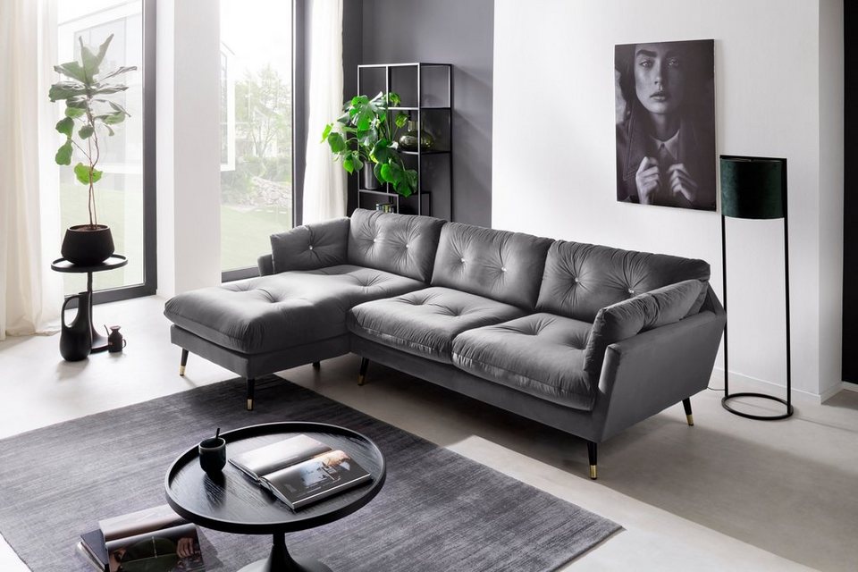 Trends By Hg Ecksofa Amira L Form Mit Strasssteinen Und Goldfarben