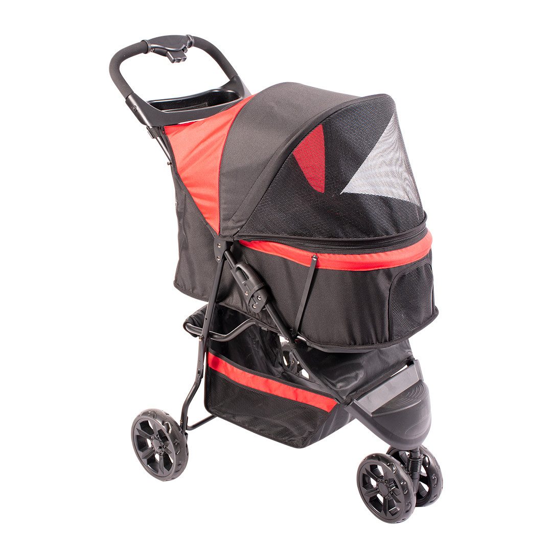 DUVO+ Tiertransporttasche Duvoplus 3-Rad Buggy - Schwarz/Rot