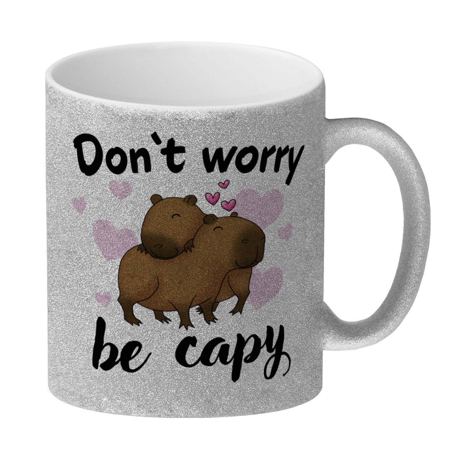 Speecheese Tasse Dont Worry Be Capy Capybara Glitzer Kaffeebecher
