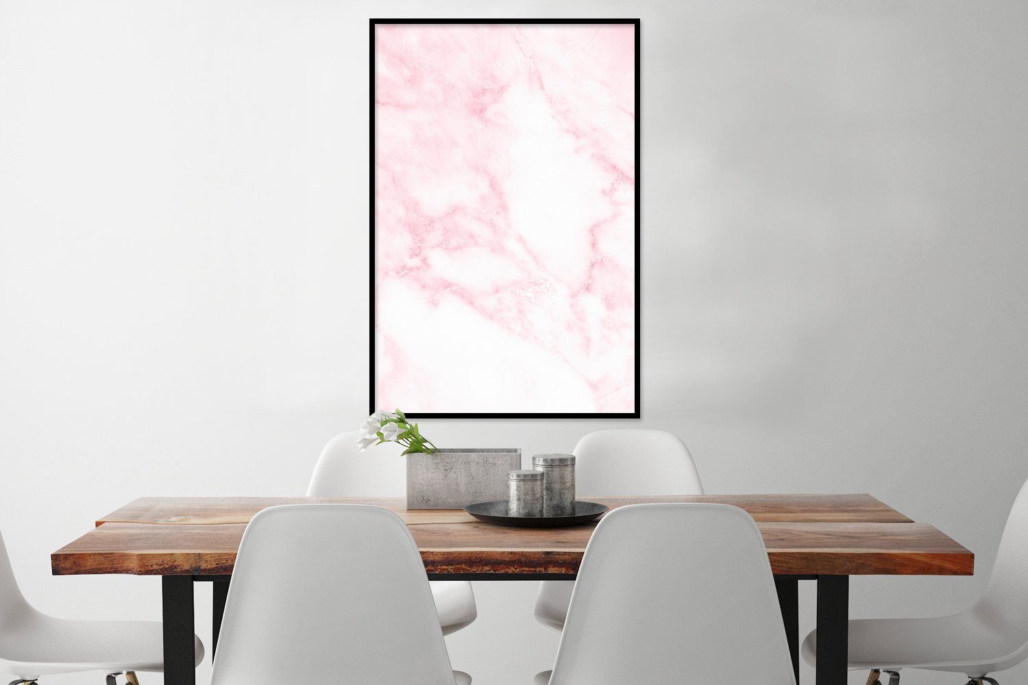 Muchowow Poster Marmor Weiß Rosa Chic Marmoroptik 1 St