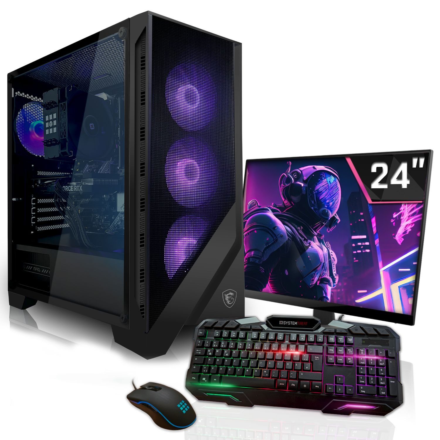 SYSTEMTREFF Basic Gaming-PC-Komplettsystem (24", Intel Core i5 10400F ...