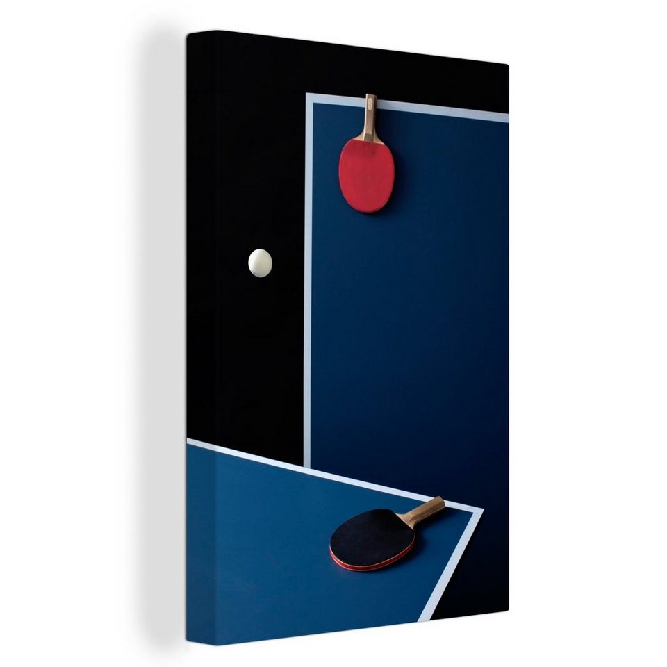 Onemillioncanvasses® Leinwandbild Tischtennisplatten Und Ein Ball In Der Luft 1 St