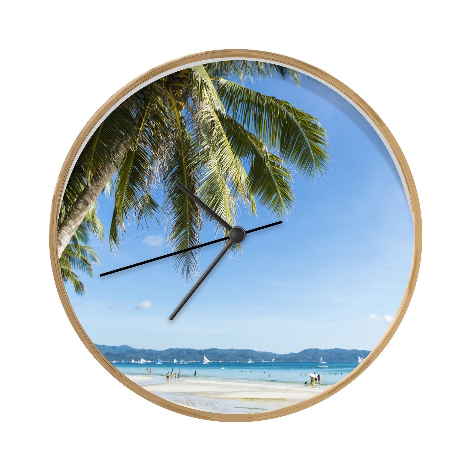 Muchowow Wanduhr Palmen Am Strand Von Boracay Uhrwerk Wohnzimmer