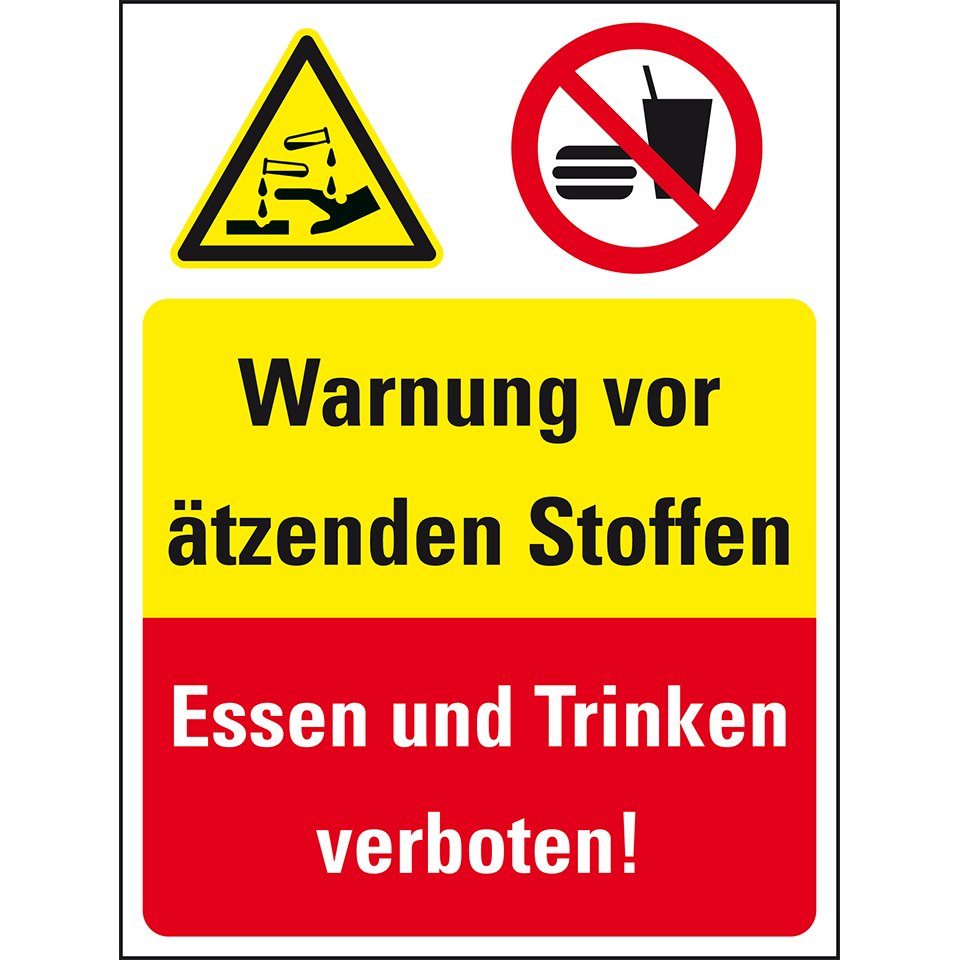 König Werbeanlagen Hinweisschild Sicherheits-Schild mit Symbolen, Warnung ätzende..., PVC, 300x400mm