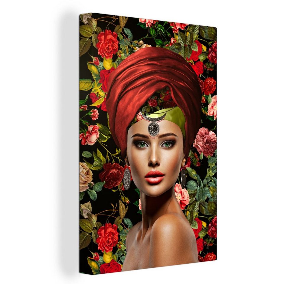 Onemillioncanvasses® Leinwandbild Frau Blumen Bunt 1 St