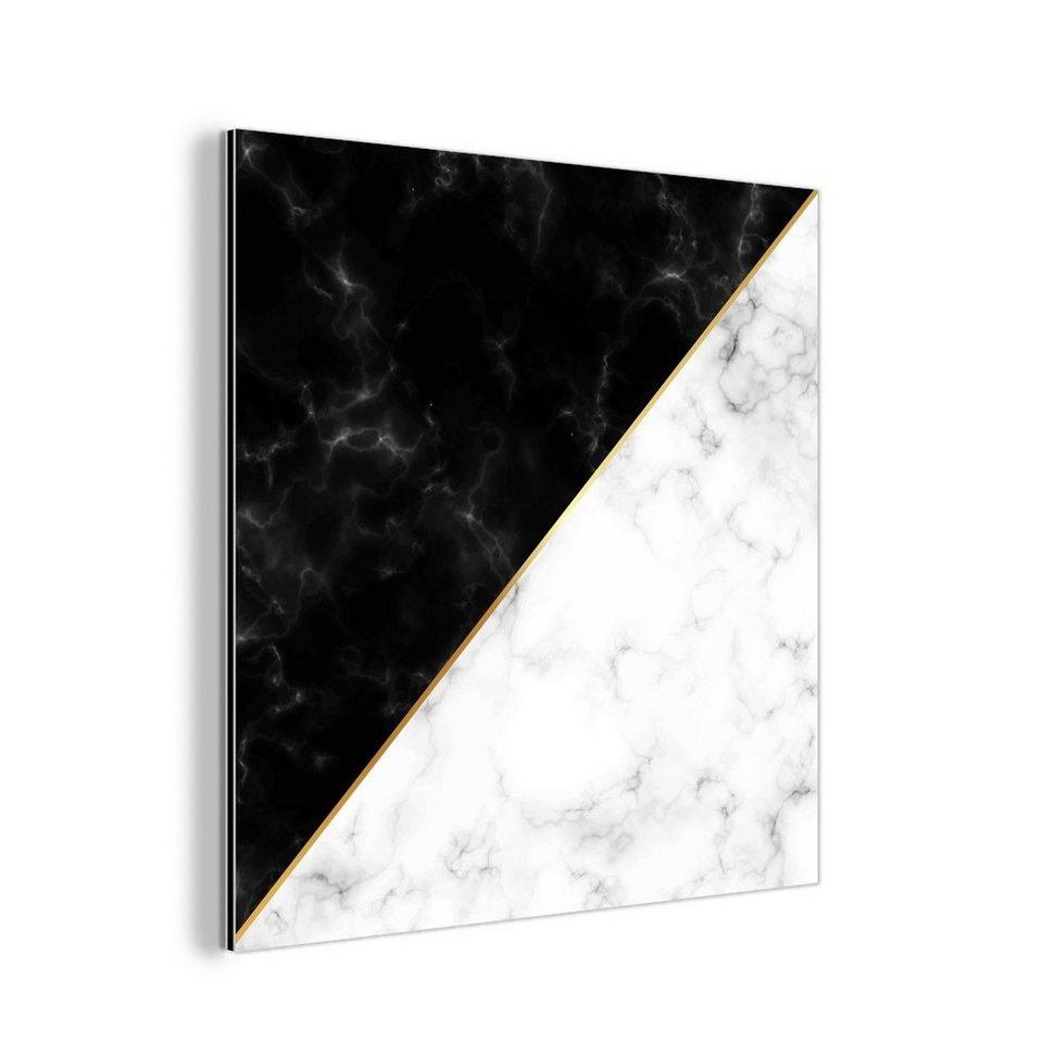 Muchowow Metallbild Marmor Weiß Schwarz Gold 1 St Alu Dibond