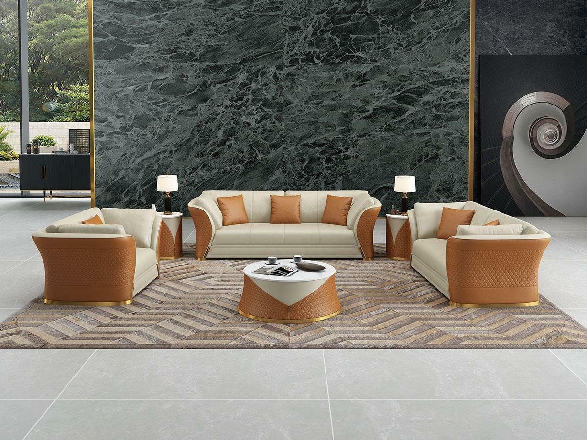 Jvmoebel Wohnzimmer Set Sofa Couch Polster Garnitur 6tlg Leder