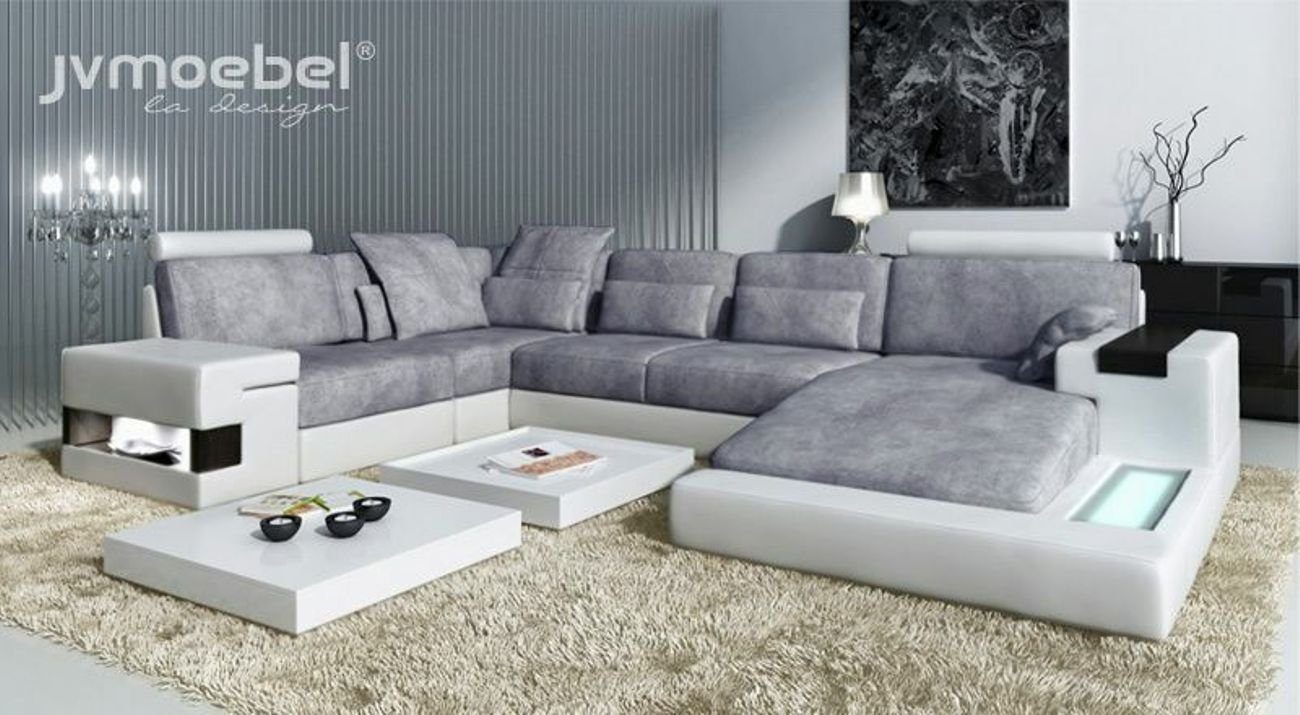 Jvmoebel Ecksofa Moderne Textil Sofa U Form Möbel Mit Bett Funktionen