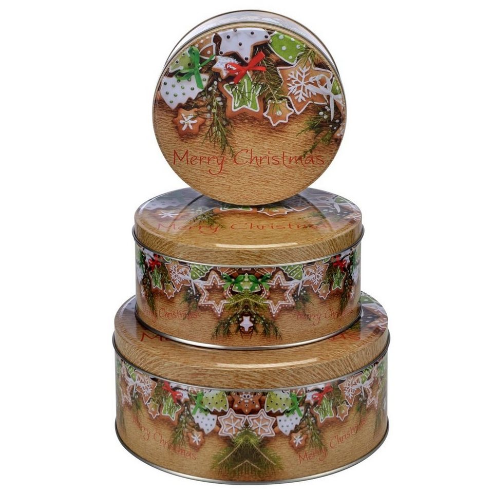 Bonsport Keksdose Weihnachts Keksdosen Set Rund 3 Tlg Metall 3