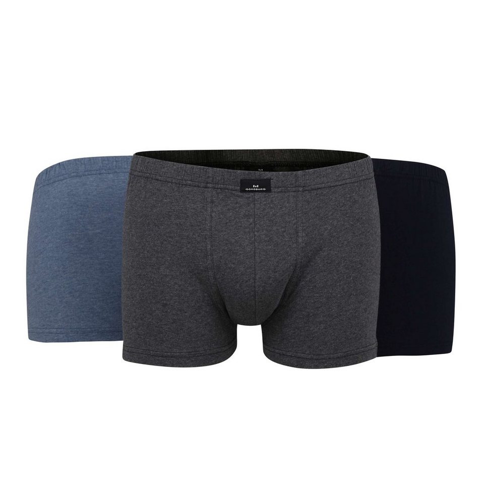 GÖtzburg Boxershorts GÖtzburg Herren Pants Blau Uni 3er Pack 3 St