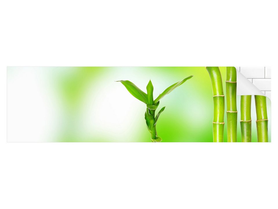 Bilderdepot24 Küchenrückwand Grün Dekor Blumen Wandpaneel Küche Grüner