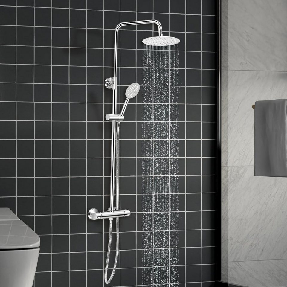 Letgospt Duschsystem Duschsystem Mit Messing Thermostat Duschset 23cm