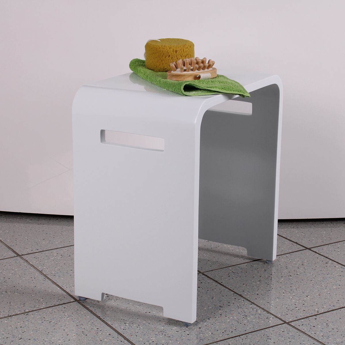 KZOAO Duschhocker Design Spa Badhocker aus Mineralguss Modell "Verona ...