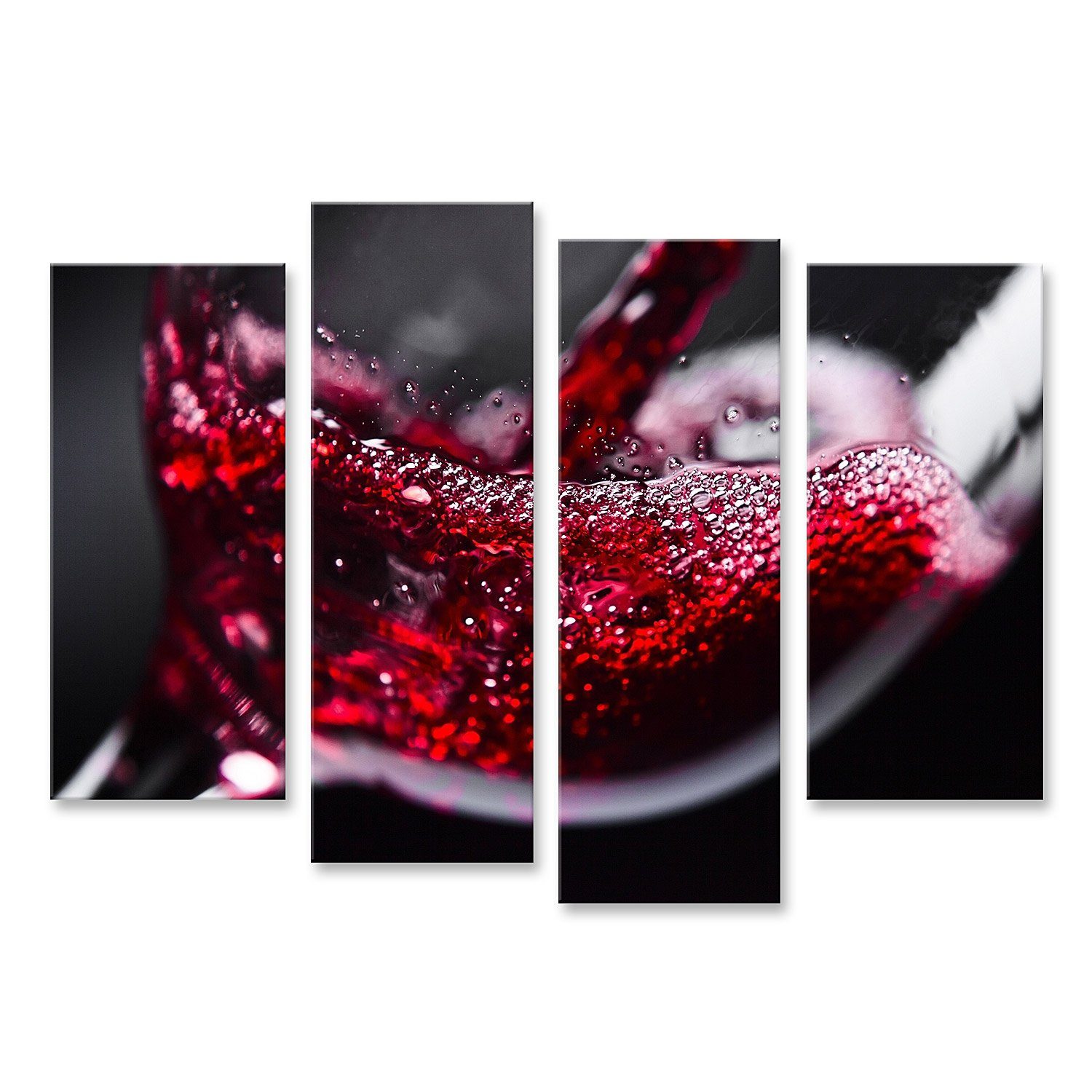islandburner Leinwandbild Bild auf Leinwand Rotwein Im Weinglas Auf Schwarzem Hintergrund Wandb