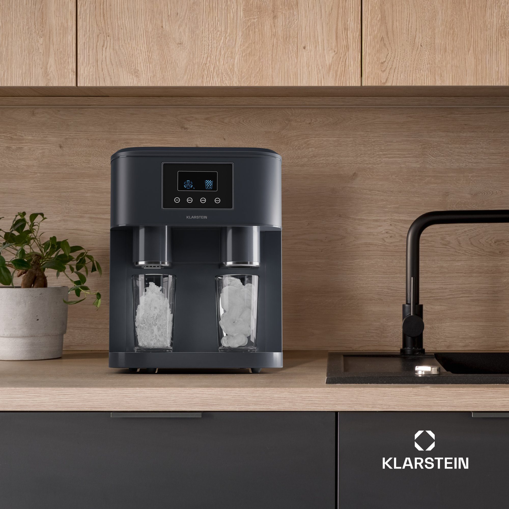 Klarstein Eiswürfelmaschine Eiszeit Crush, Elektrischer Eiswürfelbereiter Eismachinen Wassertank ...