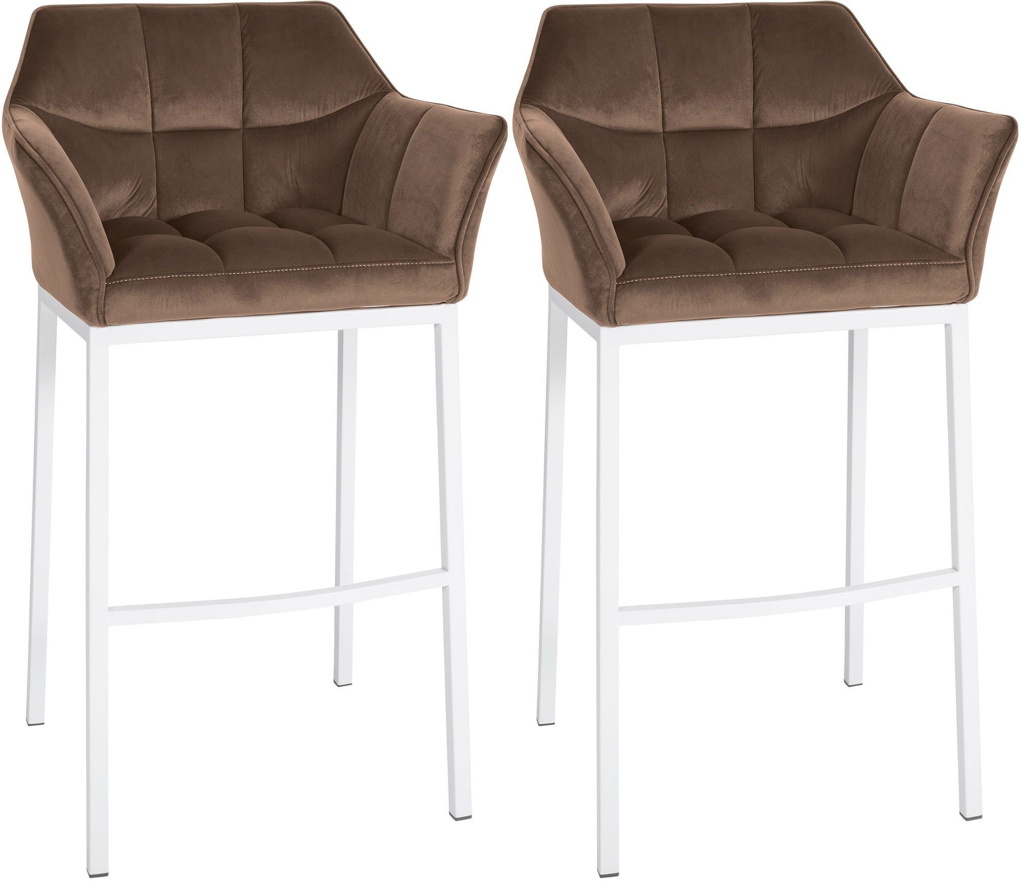 CLP Barhocker Damaso (2er Set, 2 St., 2er), mit Samt-Bezug und standsicherem Vierfußgestell