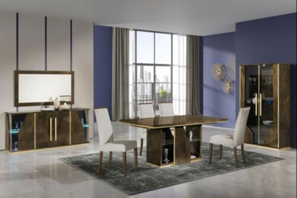 Xlmoebel Essgruppe Esszimmer Esstisch Stühle Kommode Spiegel Vitrine