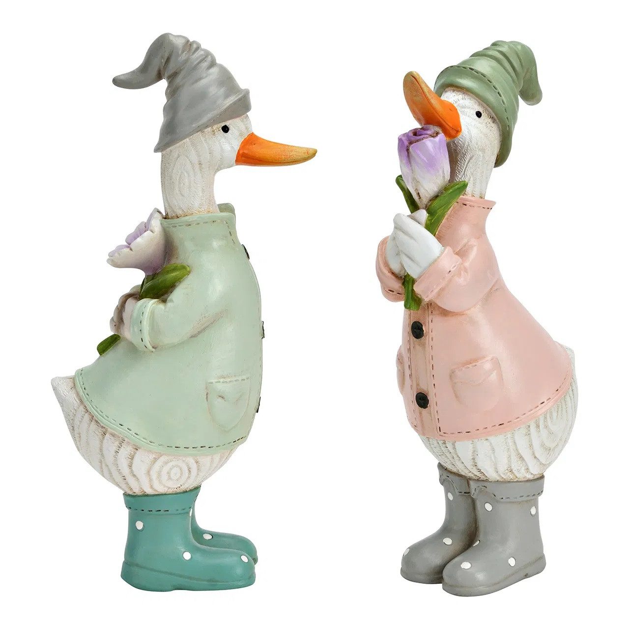 Interdesign24 Osterfigur Enten 2er-Set mit Blume, 2er-Set aus Poly
