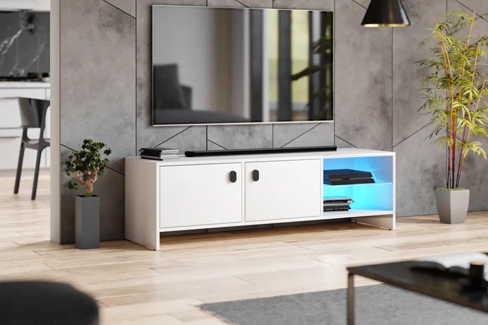 Db Möbel Lowboard Simba Led In Matt Weiß Grun Wotan Tv Schrank 140 X 40