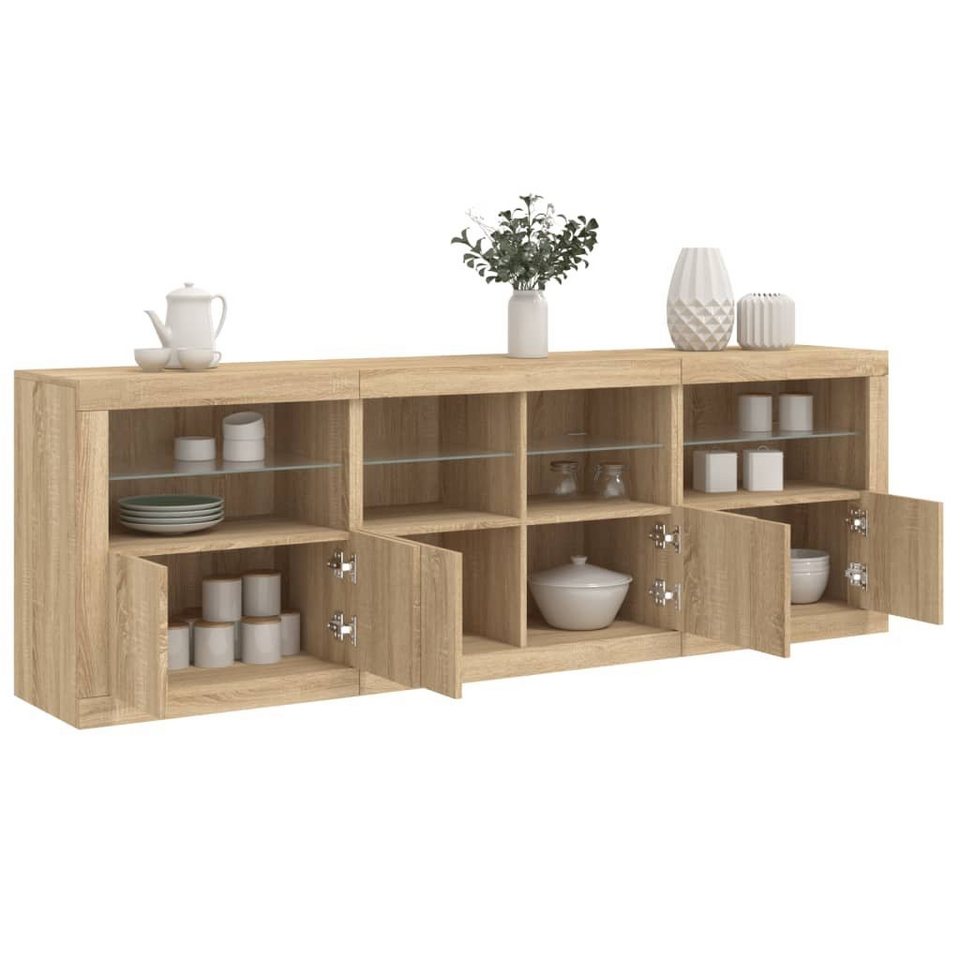Vidaxl Sideboard Sideboard Mit Led Leuchten Sonoma Eiche 202x37x67 Cm