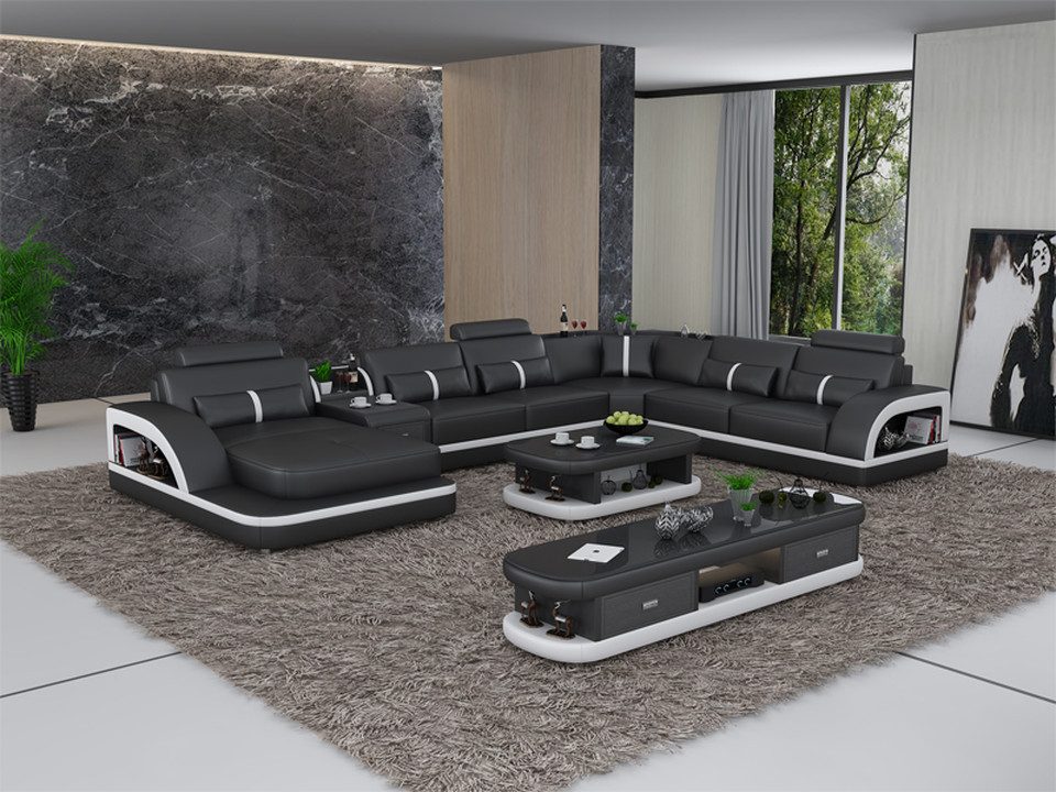 Xlmoebel Wohnlandschaft Ledersofa Eckcouch Set Polster U-Form Design ...
