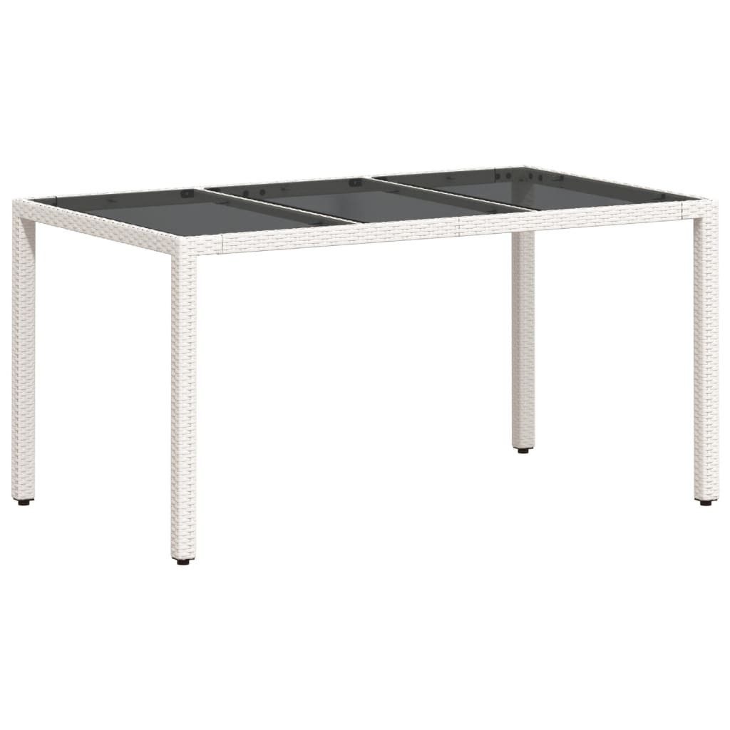 furnicato Gartentisch mit Glasplatte Weiß 150x90x75 cm Poly Rattan (1-St)