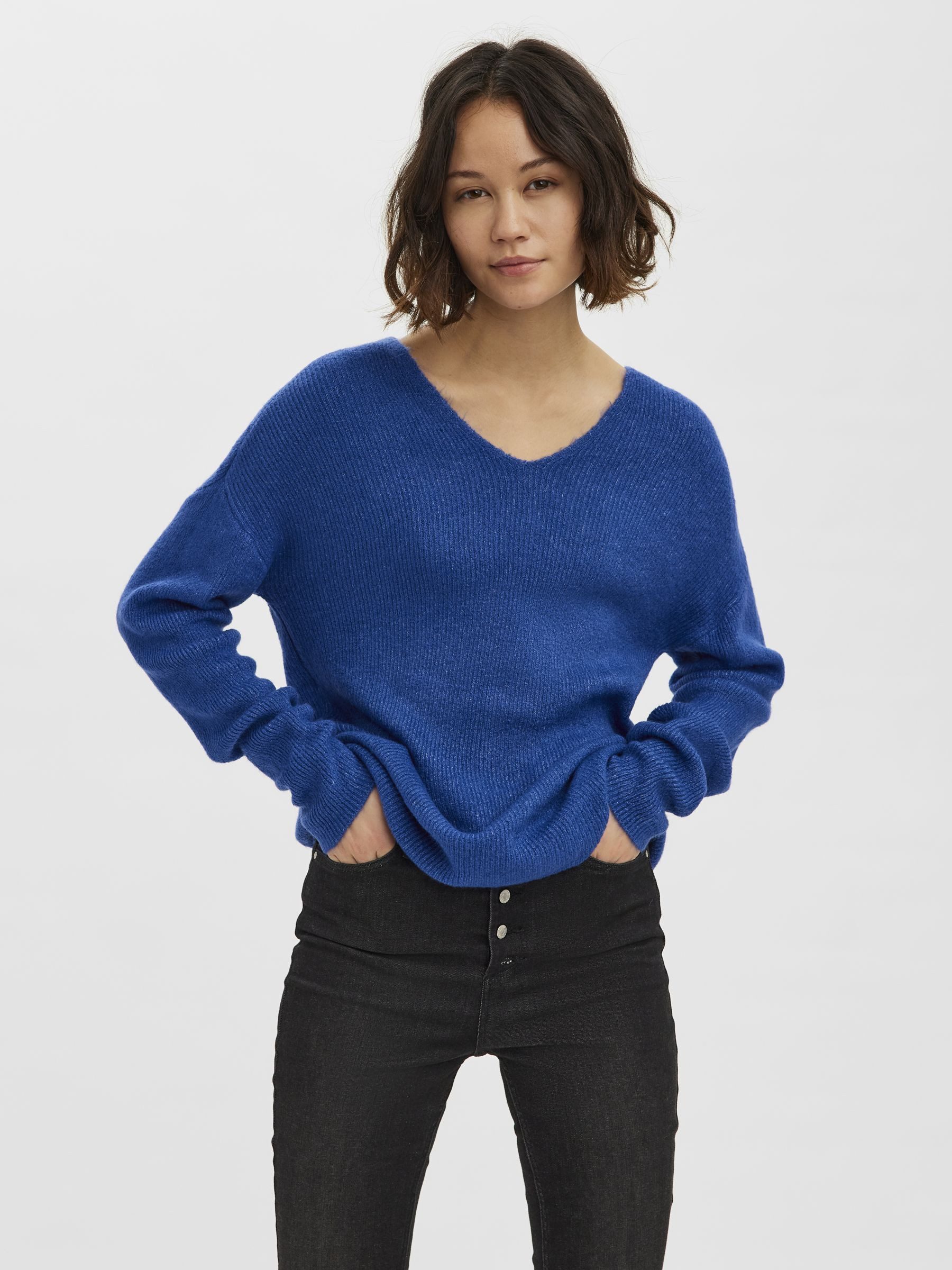 Vero Moda V-Ausschnitt-Pullover VMCREWLEFILE LS V-NECK BLOUSE NOOS ...