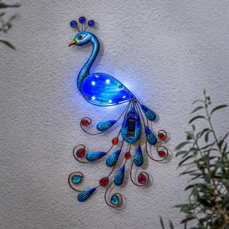 Star Trading Led Dekoobjekt Led Solar Wanddeko Pfau 6 Kaltweiße Led