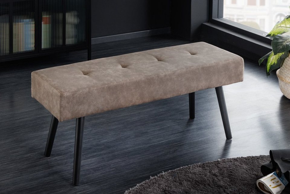 Riess Ambiente Sitzbank Boutique 100cm Taupe Schwarz Einzelartikel