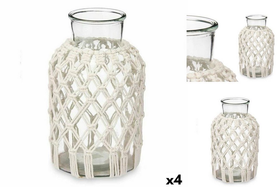 T Decor Dekovase Vase Weiß Stoff Glas 185 X 305 X 185 Cm 4 Stück