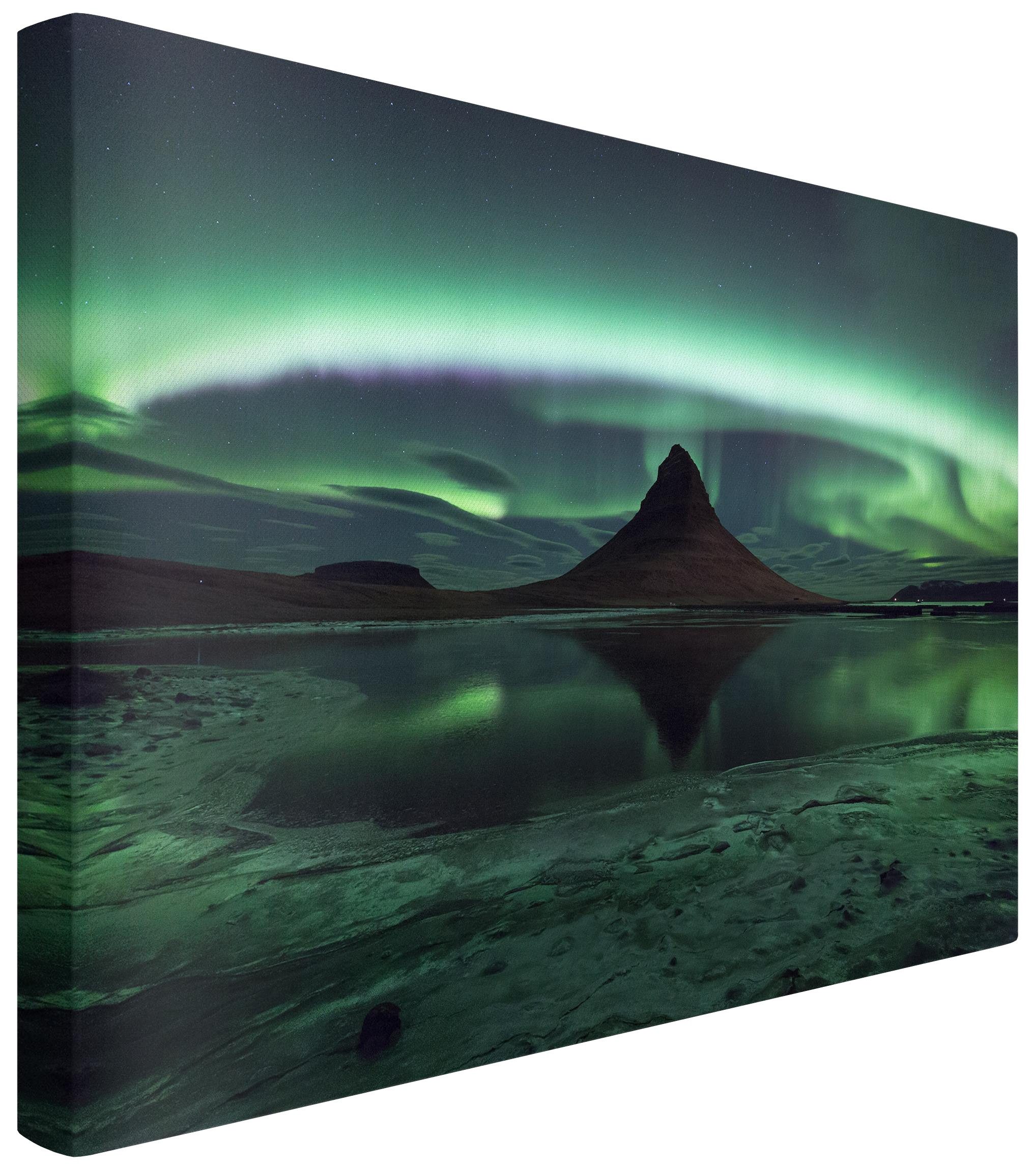Bilderdepot24 Leinwandbild Akustikbild Natur Modern Polarlicht Akustik Bilder, (Wandbild im ...