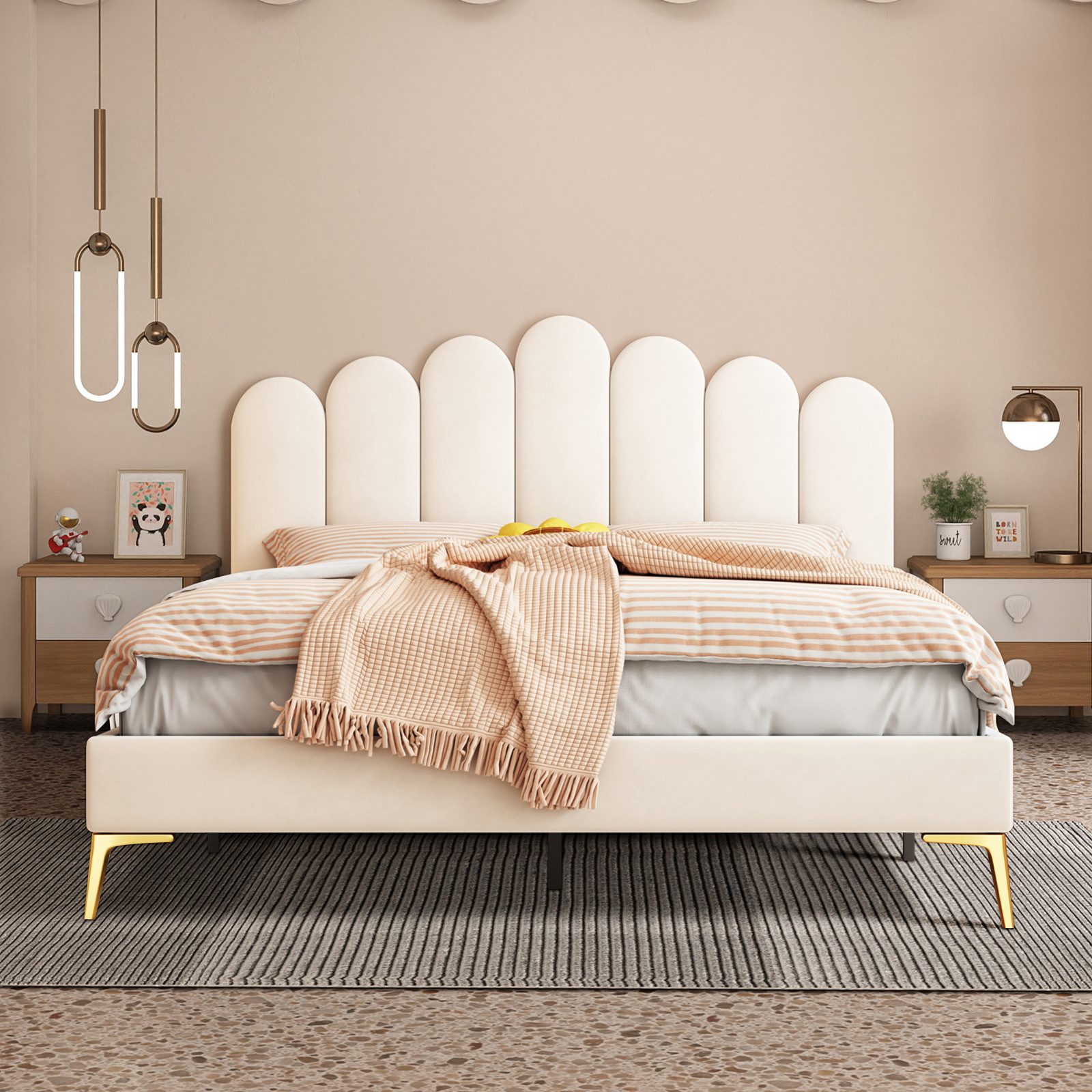 Furokoy Polsterbett Doppelbett 140 X 200 Cm Bettgestell Mit