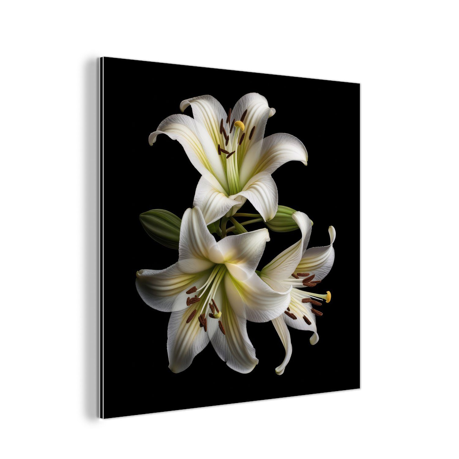Muchowow Metallbild Lilie Blumen Weiß Natur Botanisch 1 St