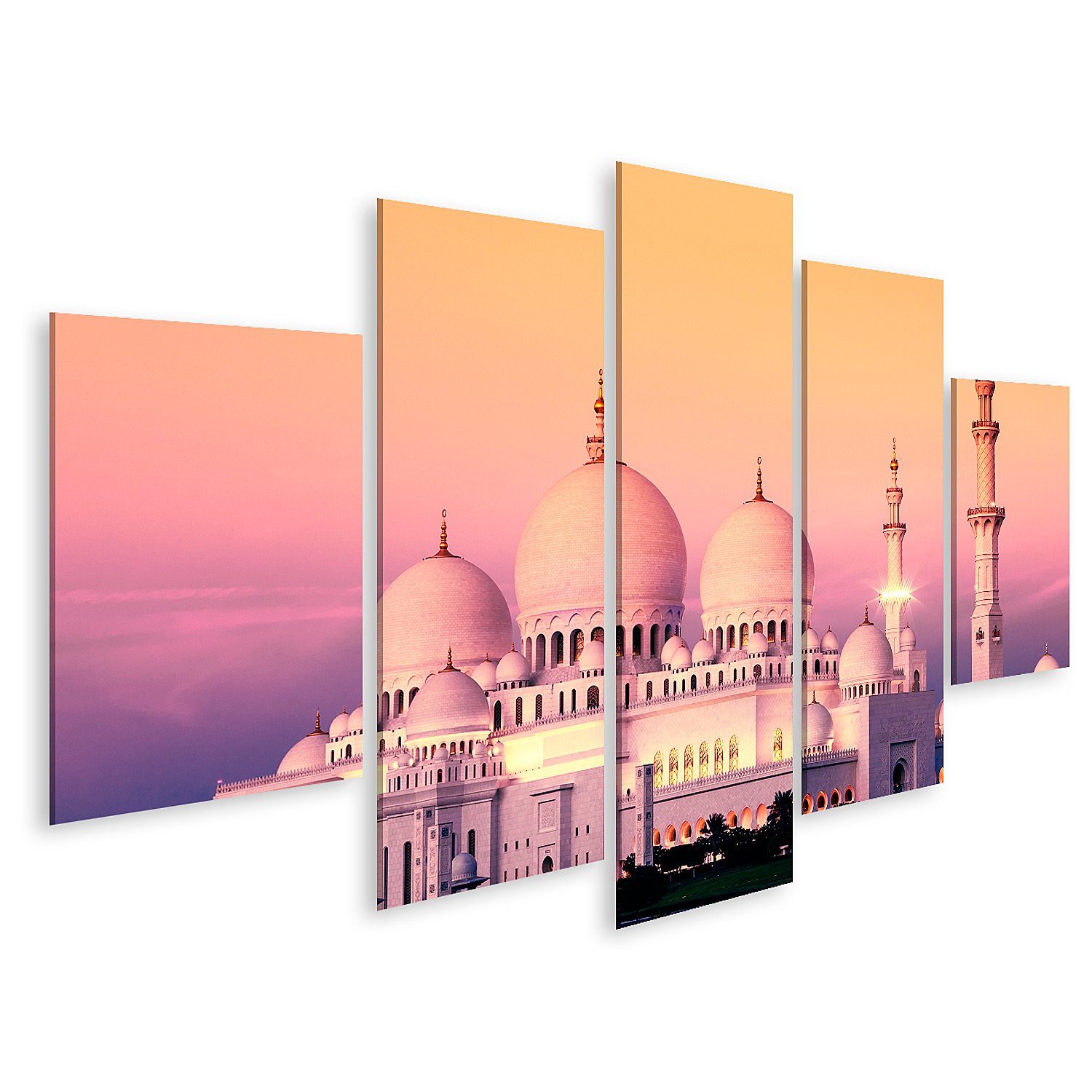 islandburner Leinwandbild »Bild auf Leinwand Abu Dhabi Sheikh Zayed Moschee bei Sonnenuntergang ...