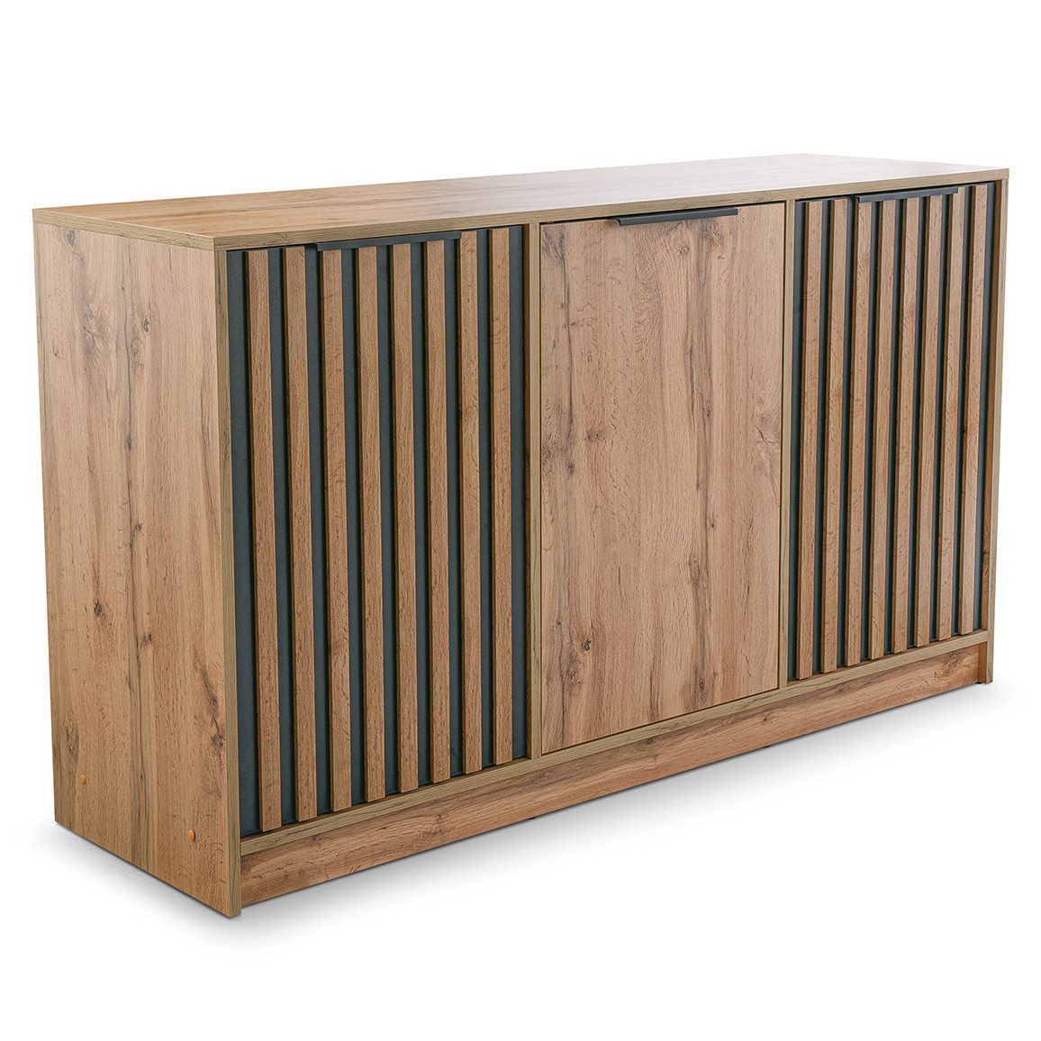Masseno Kommode DRAVEN 100 cm Sideboard mit 2 Türen Eiche Wotan