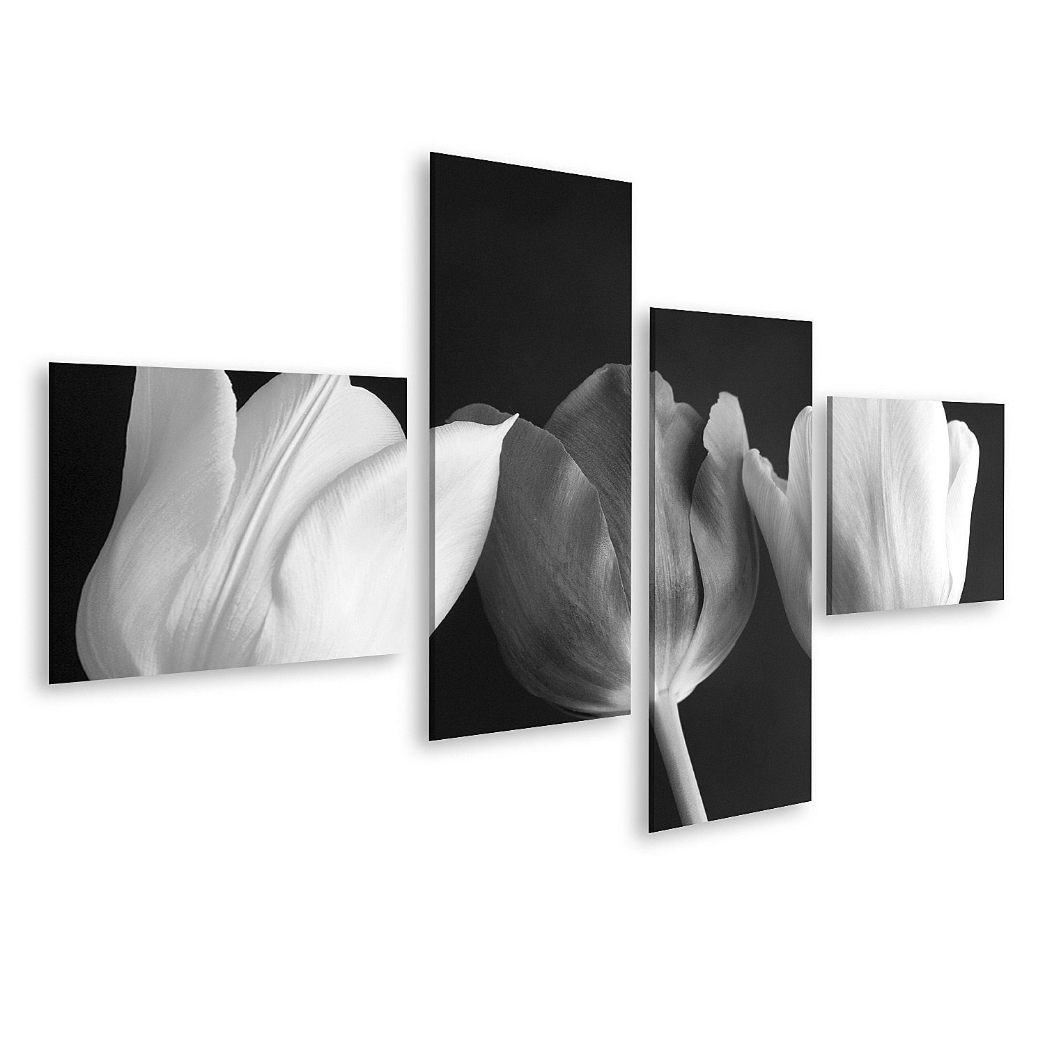 islandburner Leinwandbild Bild auf Leinwand Tulpen Blumen in Schwarz und Weiß Wandbild Poster Ku