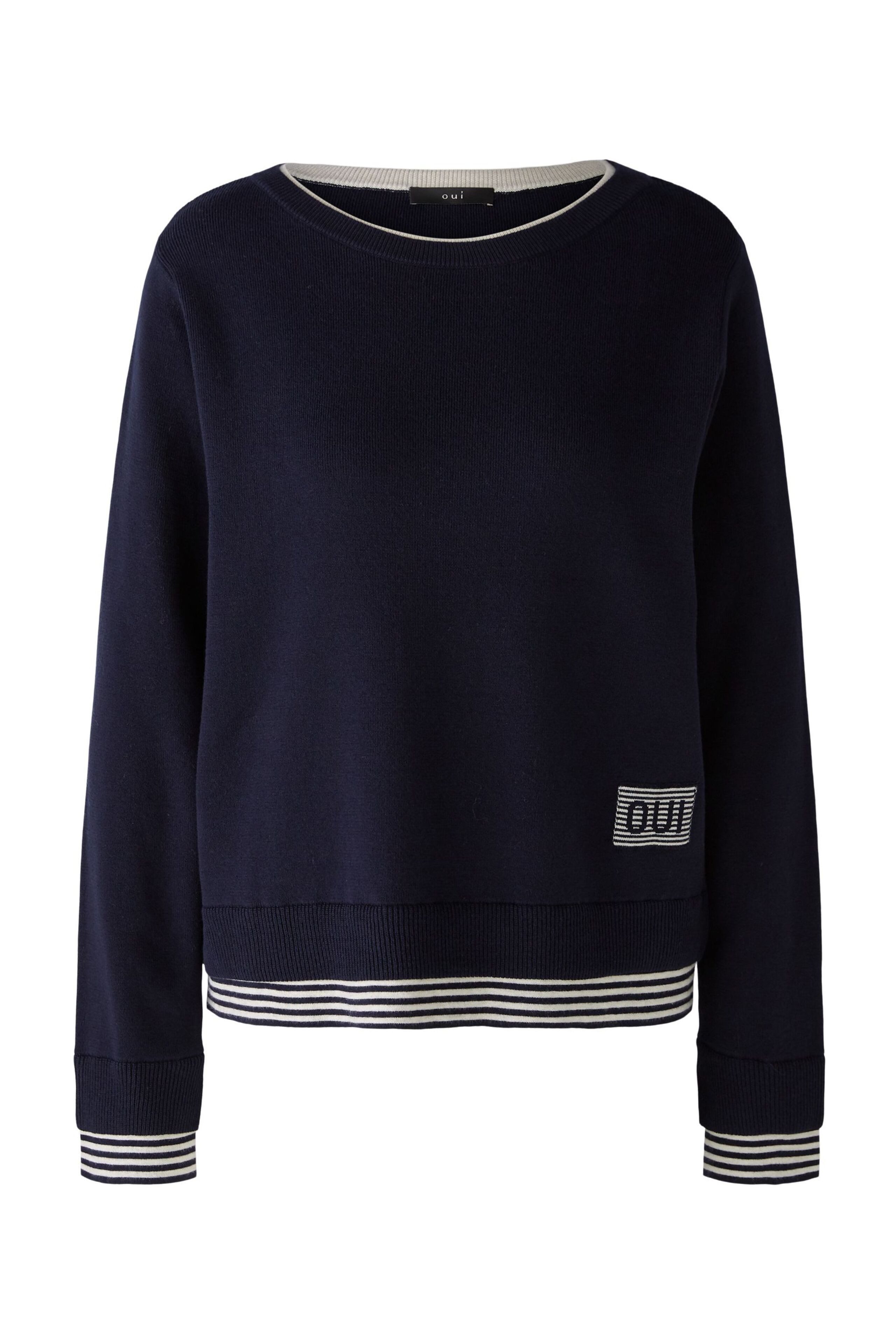 Oui Rundhalspullover LEEZA Pullover reine Baumwolle, Pullover mit ...