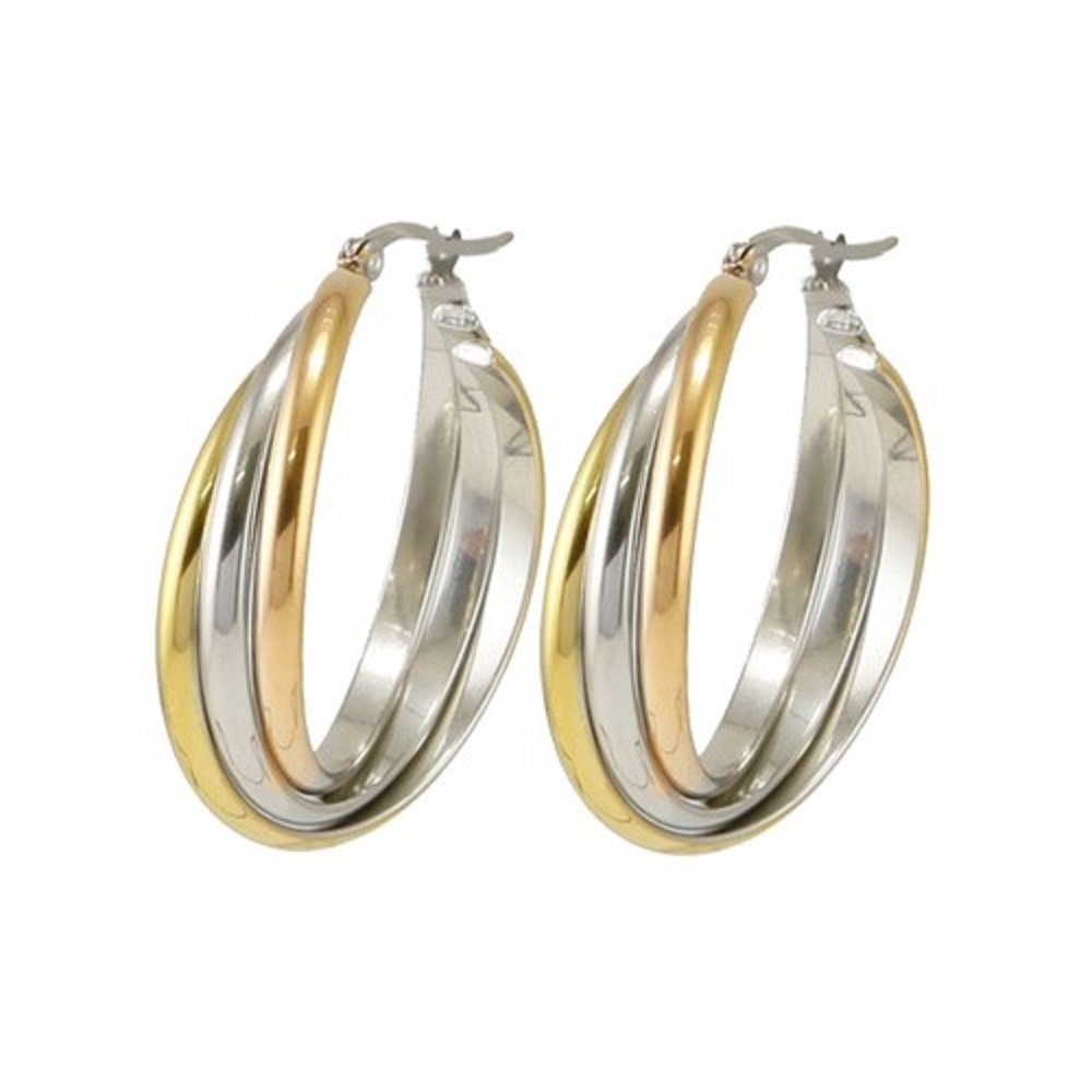 Bungsa Ohrring Set Creolen Boho Style Tricolor Aus Edelstahl Damen 1