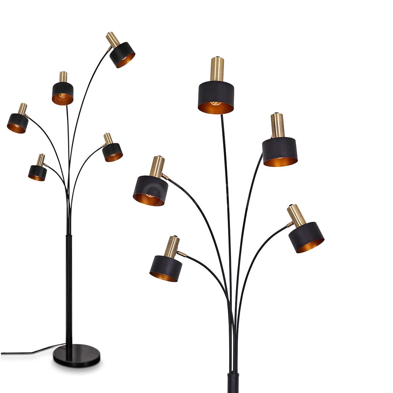 hofstein Stehlampe »Touraz« Stehlampe aus Metall in Schwarz/Goldfarben/Messingfarben, ohne ...