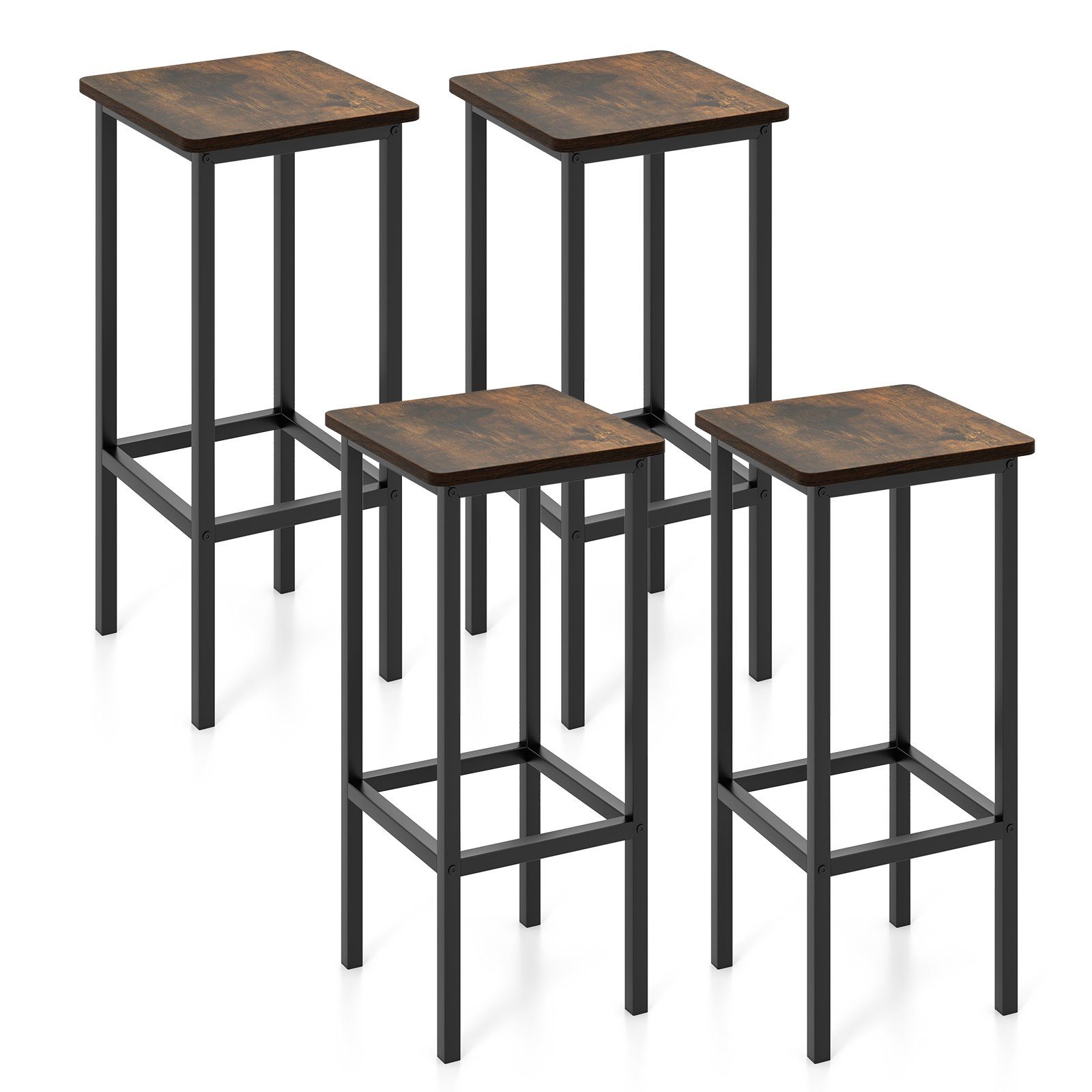 Costway Barhocker 4er Set Mit Fußstütze Sitzhöhe 65cm Metall 150kg