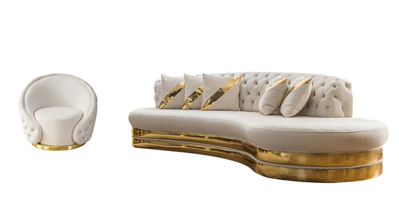Jvmoebel Sofa Moderner Chesterfield Set Luxus Sofagarnitur Runder