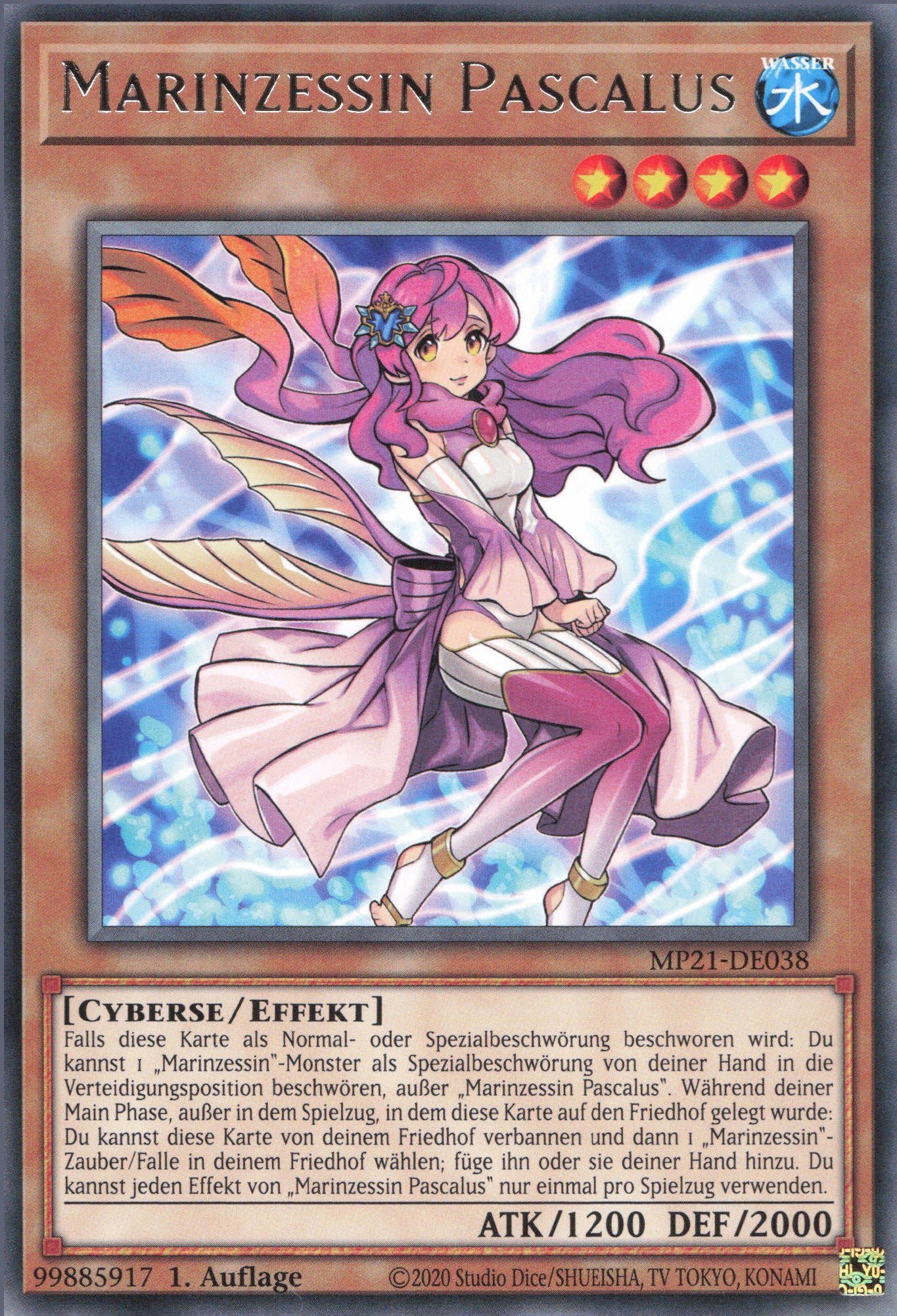 ReCollectibles Sammelkarte YuGiOh Karte Marinzessin Pascalus, Yu-Gi-Oh! Karte MP21-DE038 Rare