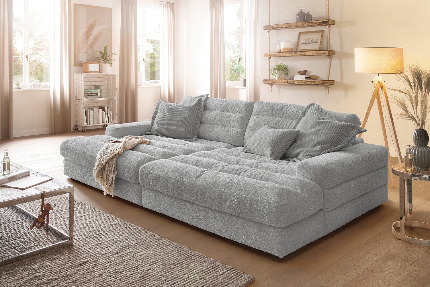 KAWOLA Big-Sofa LANA, Couch Stoff verschiedene Farben 296x178 cm