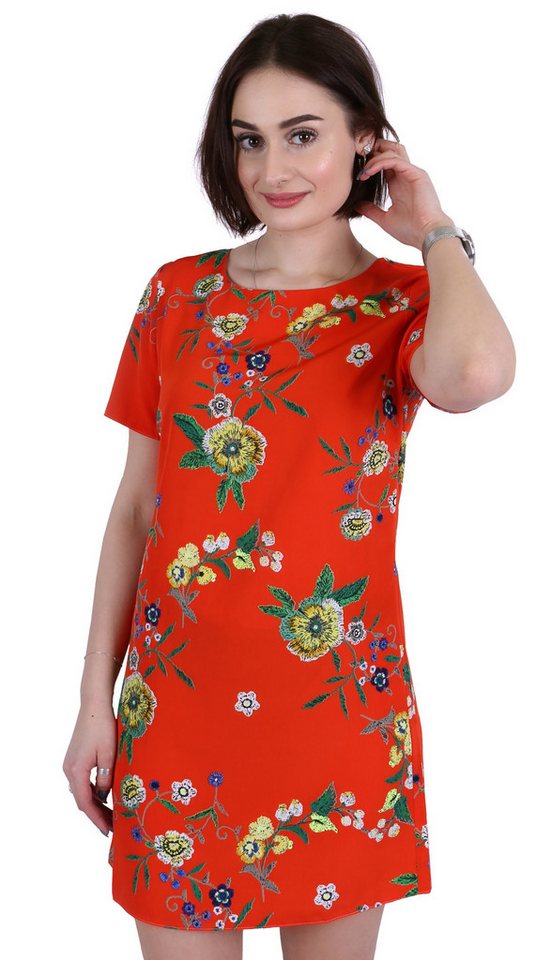 Sarciaeu Minikleid John Zack Orangefarbenes Minikleid Chiffon Geblümt M