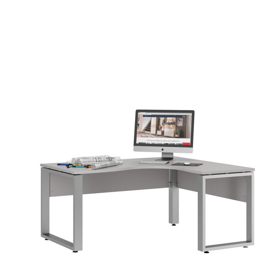 Möbelando Eckschreibtisch 1345 Hxt 75x160 Cm In Platingrau Alu