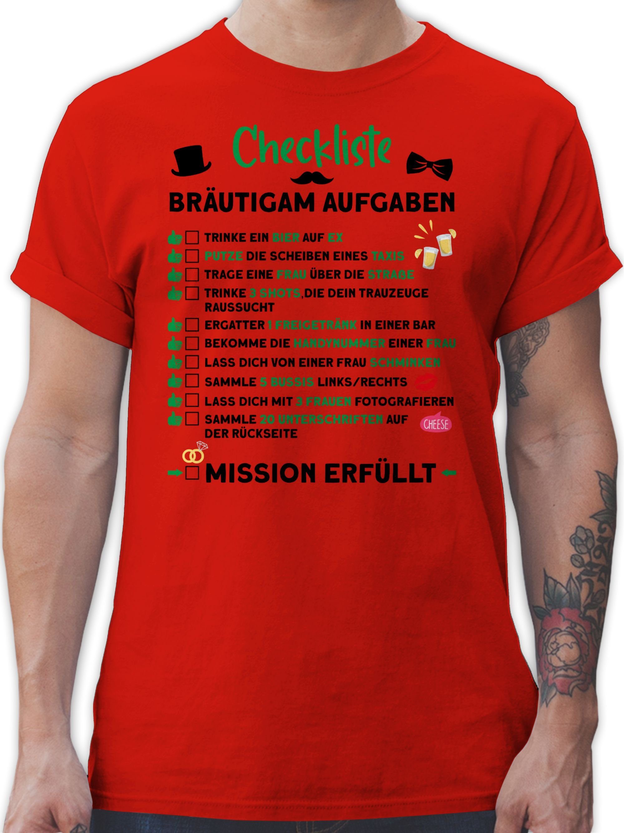 Shirtracer T-Shirt Checkliste Bräutigam Aufgaben JGA JGA Männer