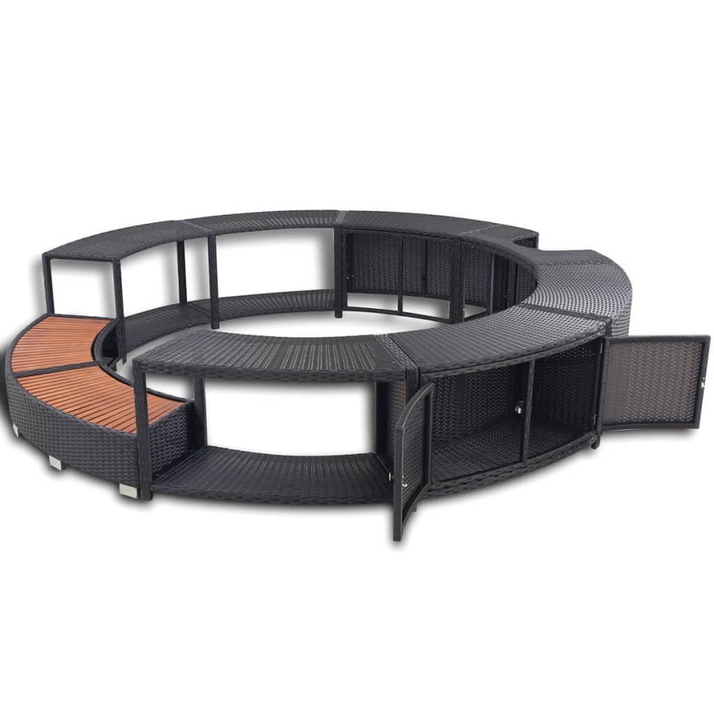 Merax Whirlpool Umrandung Polyrattan mit Stauraum, Rund Poolumrandung ...
