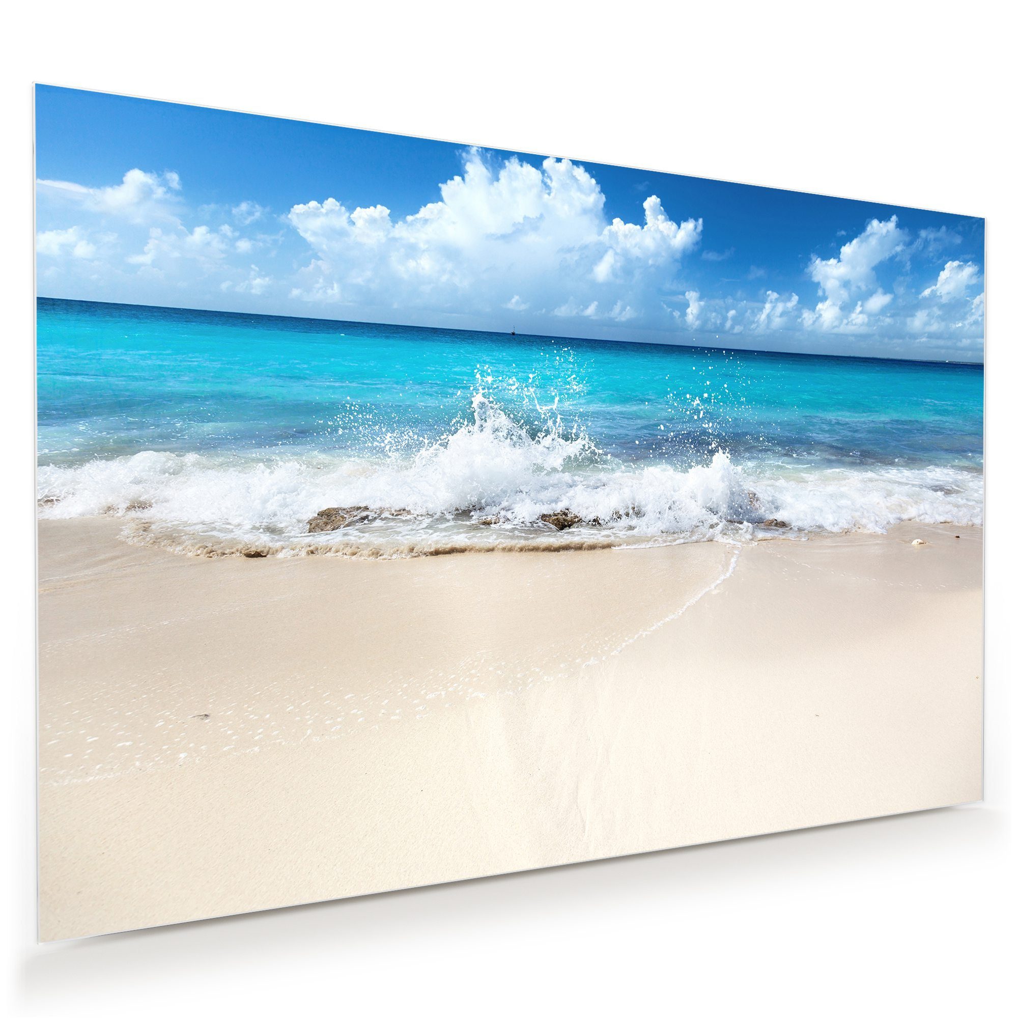 Primedeco Glasbild Wandbild Wildes Meer und Sand mit Aufhängung, Natur (21 verschiedene Größen ...