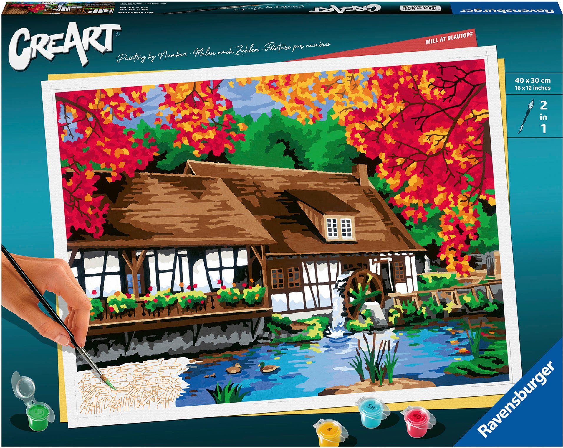 Ravensburger Malen nach Zahlen CreArt, Mill at Blautopf, Made in Europe; FSC®- schützt Wald ...